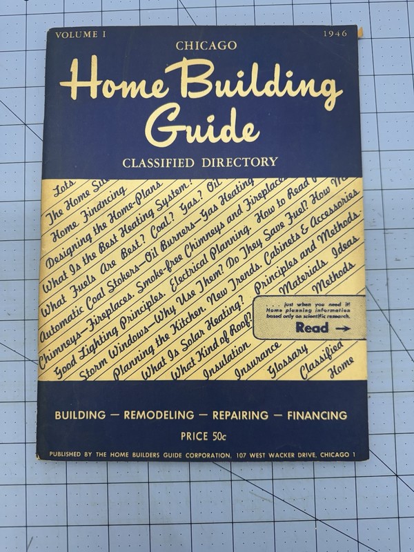 Vintage 1946 Chicago Home Building Guide Vol. 1 Classified Directory ...