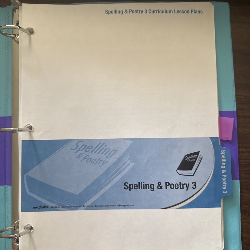 Abeka Spelling and Poetry 3rd grade student and teacher book With ...